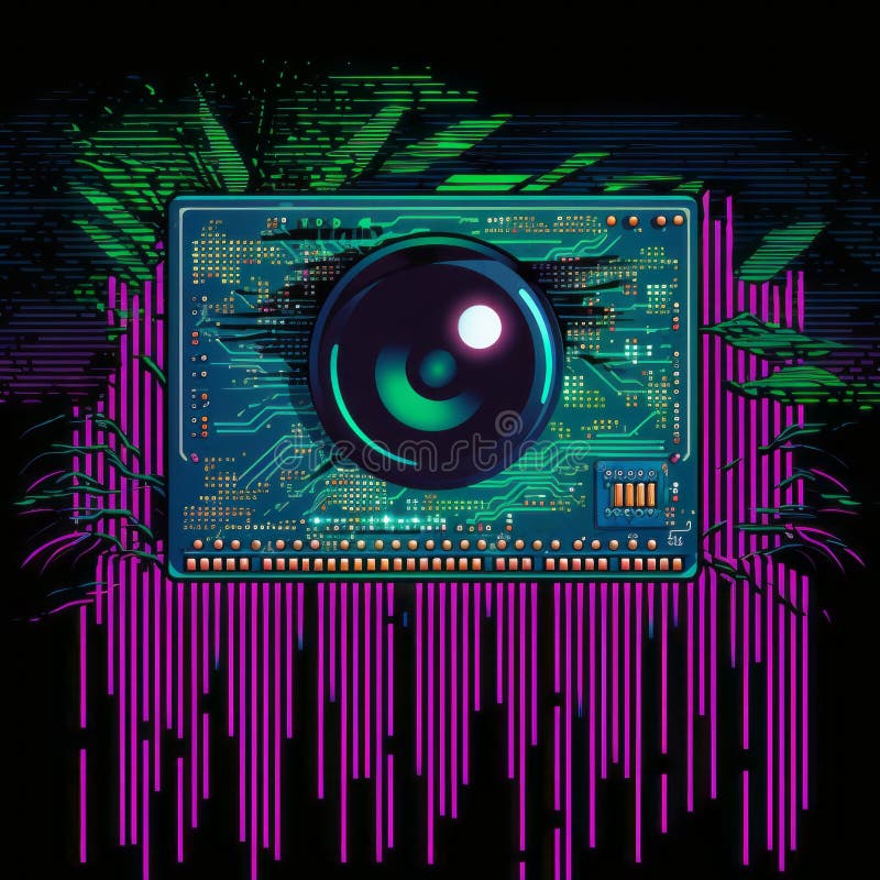An Electronic Circuit Board with a Camera in Front of it Stock ...