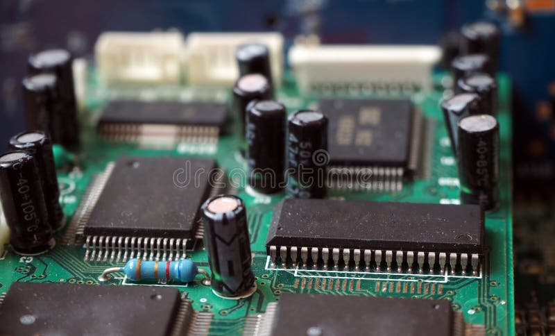 Electronic Circuit Board with Chips Stock Image - Image of digital ...