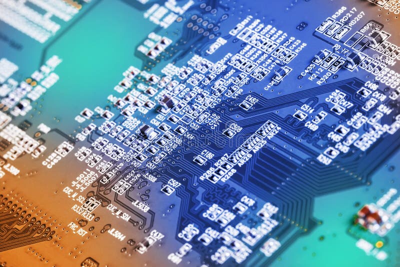 A Violet Circuit Board Close Up Stock Photo - Image of colourful ...