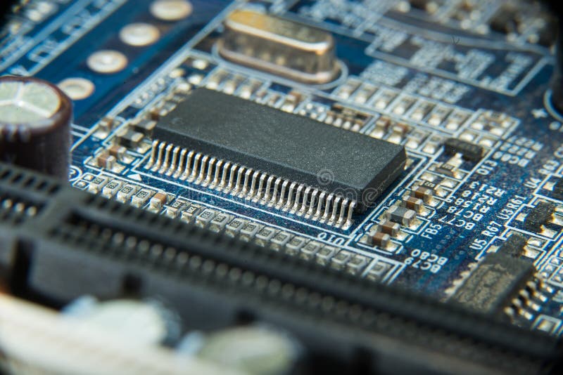 Electronic Circuit Board Close Up Stock Photo - Image of blue, close ...