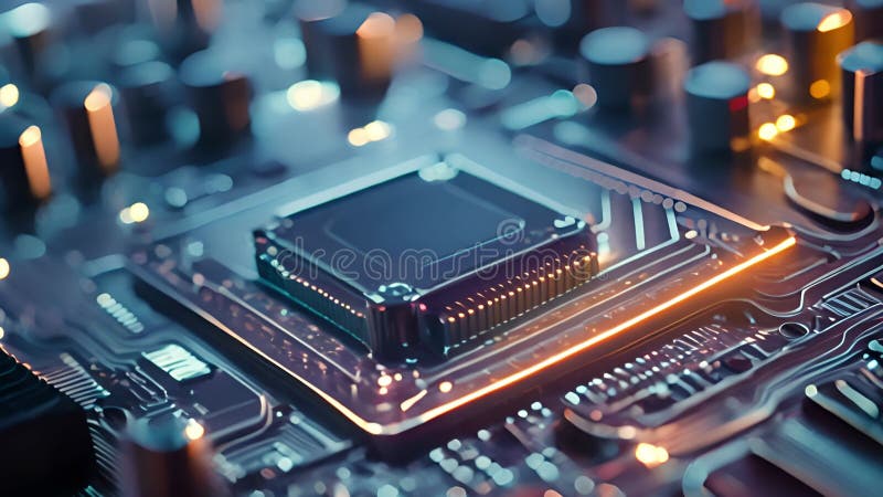 Electronic Circuit Board Close Up. Central Computer Processors CPU ...