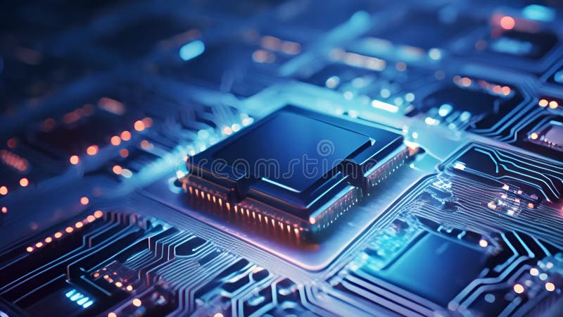 Electronic Circuit Board Close Up. Central Computer Processors CPU ...