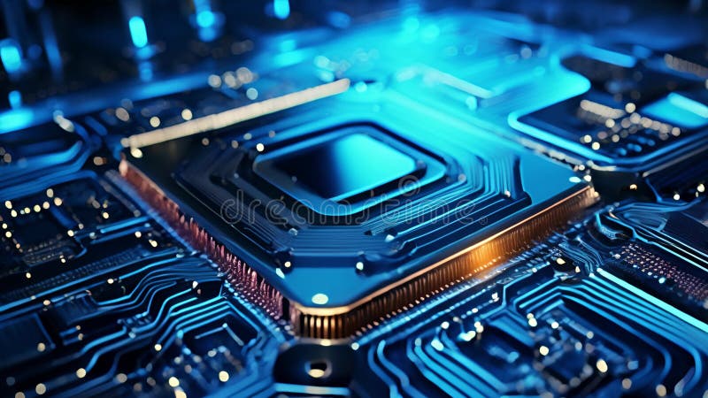 Electronic Circuit Board Close Up. Central Computer Processors CPU ...