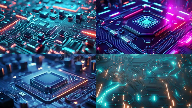 Electronic Circuit Board Close Up. Central Computer Processors CPU ...