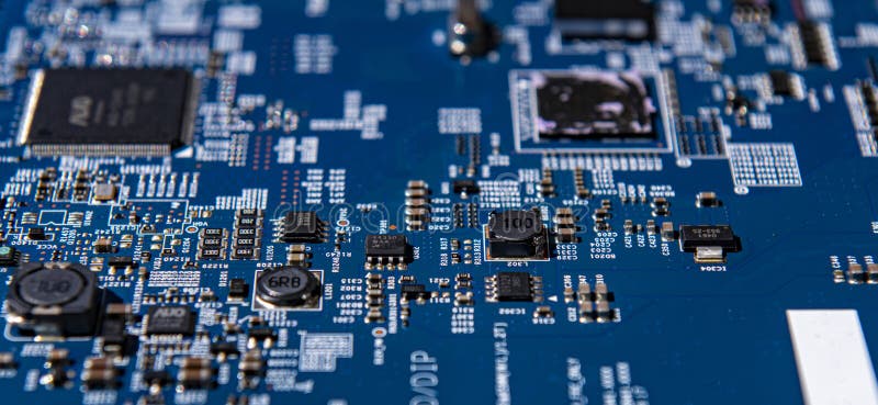 Electronic Circuit Board Close Up. Computer Motherboard with Electrons ...