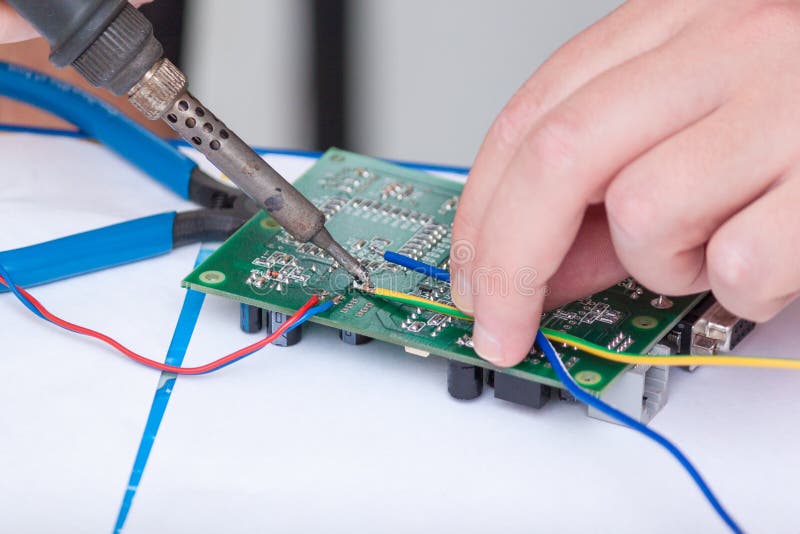 Electronic Circuit Board Close Up. Electronic Computer Technology Stock ...