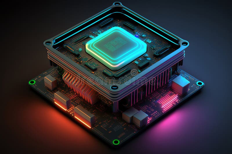 Electronic Circuit Board Close Up. Glowing Microchip in Macro ... Electronic Circuit Board Close Up. Glowing Microchip in Macro ...