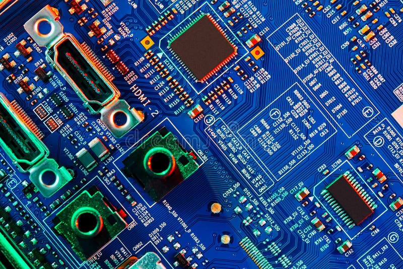 Electronic Circuit Board Close Up. High Tech Circuit Board. Stock Photo ...