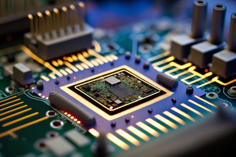 Electronic Circuit Board Close Up. Microchip in Macro. Futuristic ... Electronic Circuit Board Close Up. Microchip in Macro. Futuristic ...
