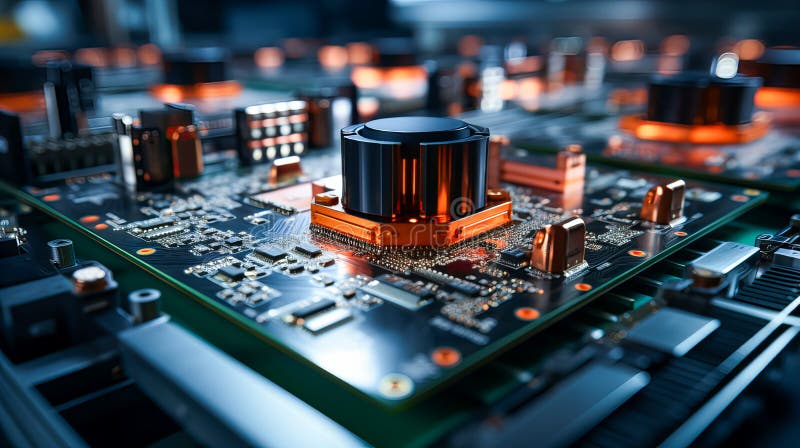 Electronic Circuit Board Close-up with Microchips and Electronic ...