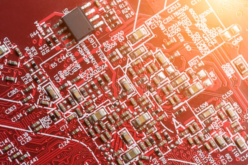 Electronic Circuit Board Close Up. Processor, Chips and Capacitors ...