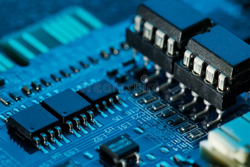 Electronic Circuit Board Close Up. Processor, Chips and Capacitors ...