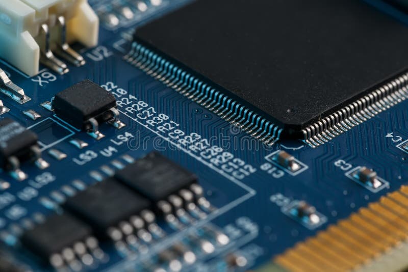 Electronic Circuit Board Close Up. Processor, Chips and Capacitors ...