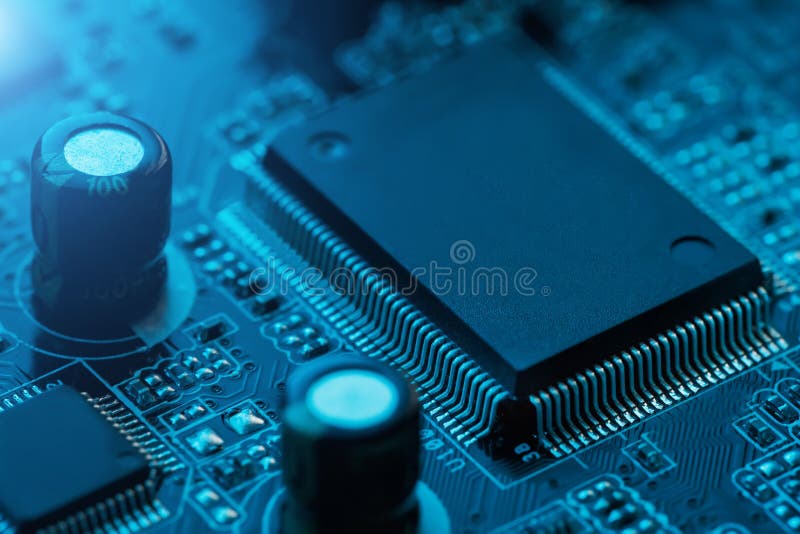 Electronic Circuit Board Close Up. Processor, Chips and Capacitors ...