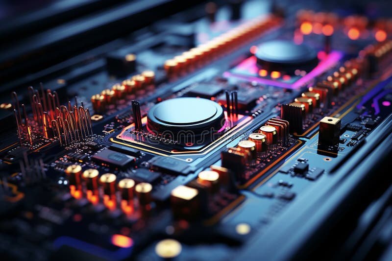 Electronic Circuit Board Close Up. Selective Focus Stock Illustration ...