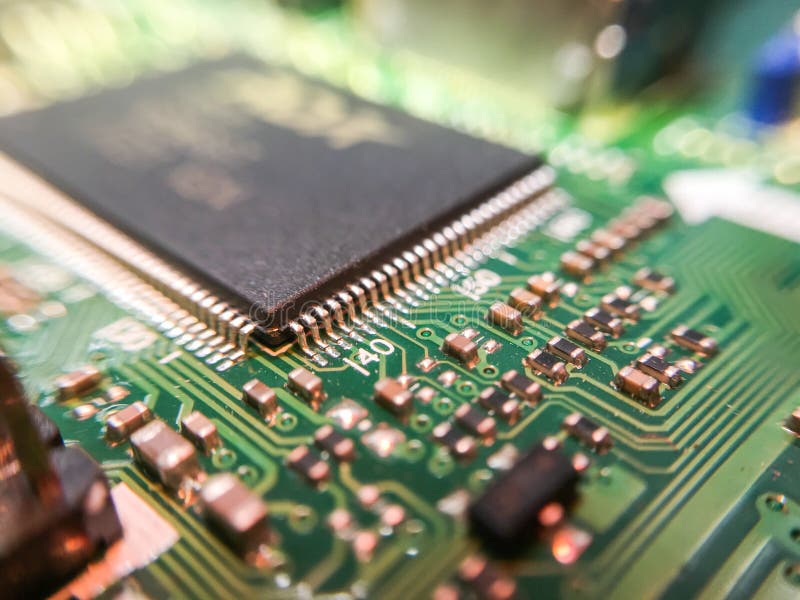 The Electronic Circuit Board with Electronic Components Such As Chips ...