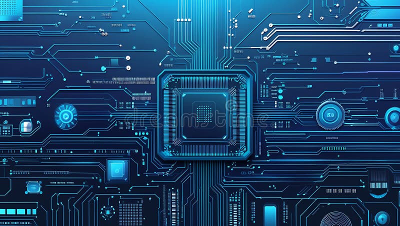 Electronic Circuit Board with Computer Components and Technology ...