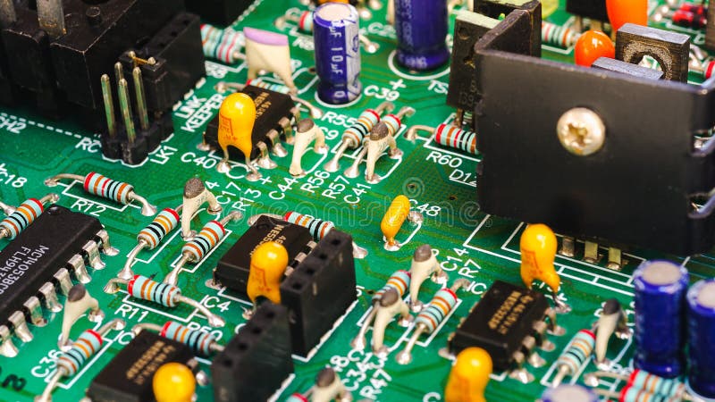 Electronic Circuit Board with a Electronic Devices. Editorial ...