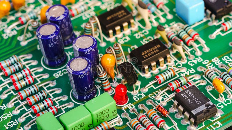 Electronic Circuit Board with a Electronic Devices. Editorial Stock ...