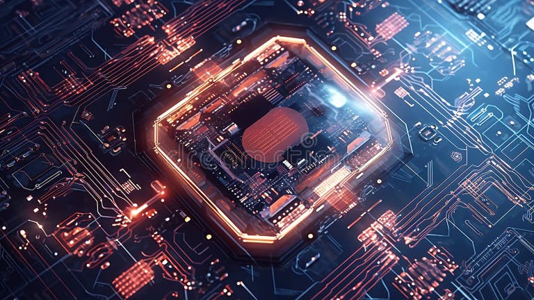 Electronic Circuit Board Featuring a Computer Chip Mounted on the ...