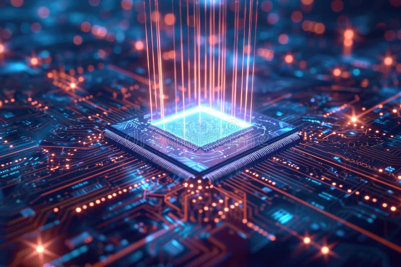 An Electronic Circuit Board with a Glowing Light Emanating from it ...