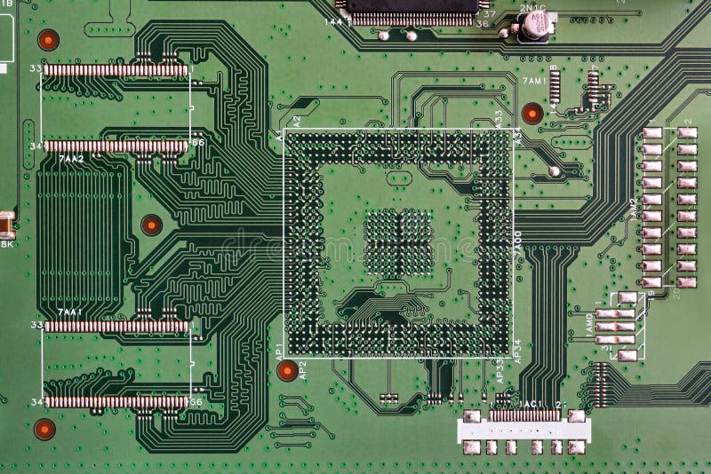 Electronic Circuit Board Green Color Close-up. Stock Photo - Image of ...
