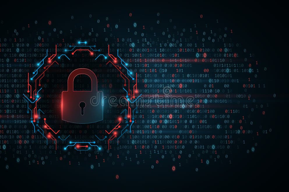 Electronic Circuit Board Lock Abstract Binary Software Programming Code Background Hight