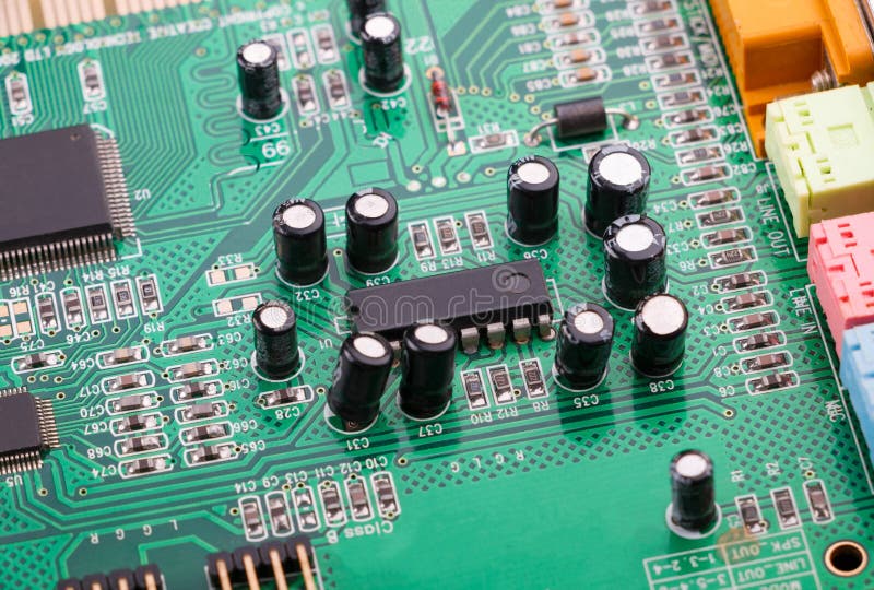 Electronic Circuit Board with Microchip Stock Image - Image of ...