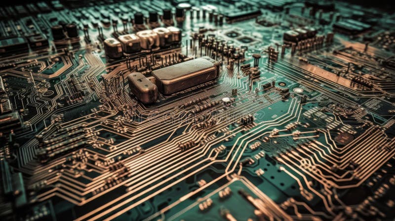 An Electronic Circuit Board with Numerous Components Close Up ...