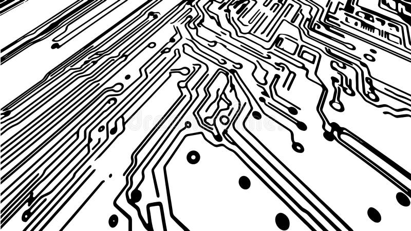 Electronic Circuit Board Pattern. Black Lines and Dots Create Complex ...