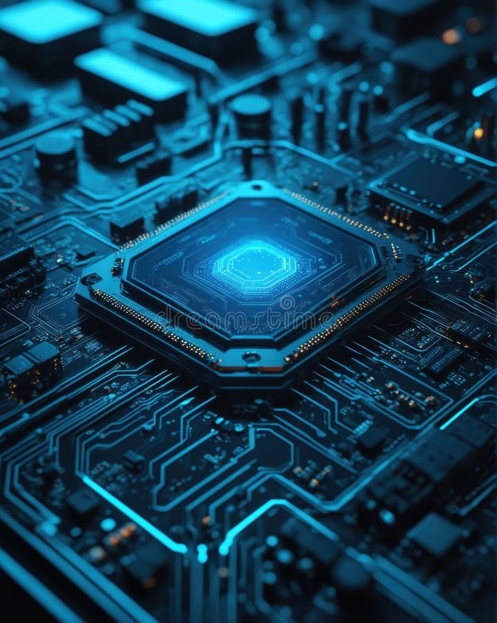 Electronic Circuit Board with Processor Background Stock Illustration ...