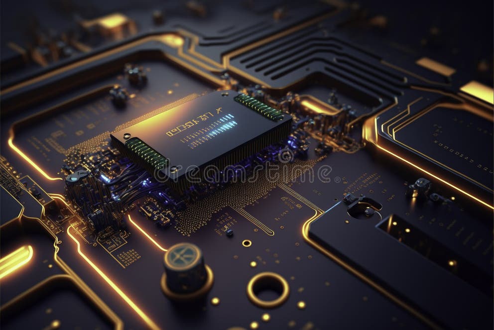 Electronic Circuit Board with Processor, Generative AI Stock ...