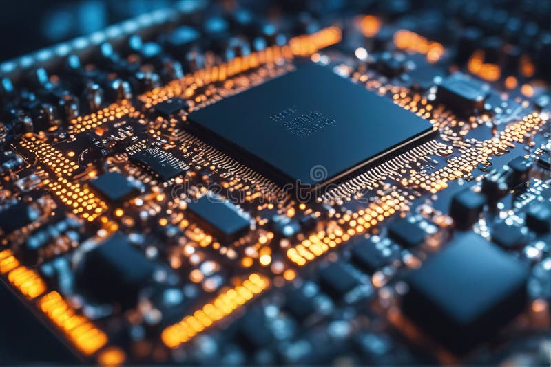 Electronic Circuit Board with Processor, Technology Background Stock ...