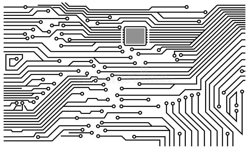 Electronic Circuit Board with Processor Vector Illustration Stock ...