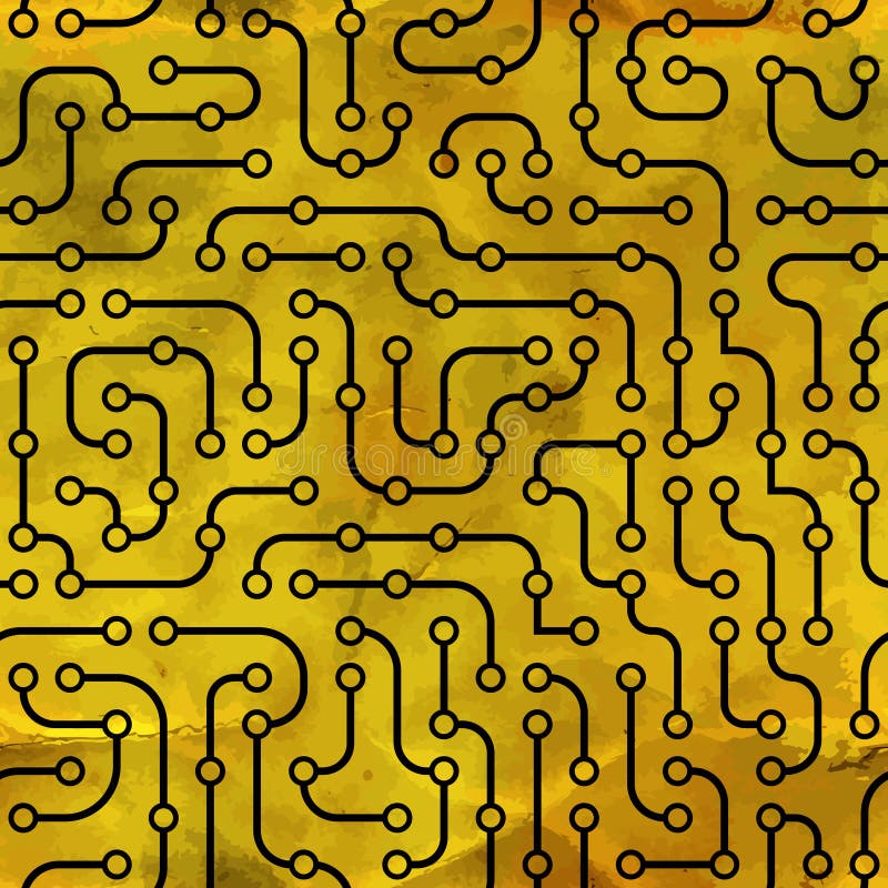 Electronic Circuit Board Seamless Pattern Stock Vector Illustration