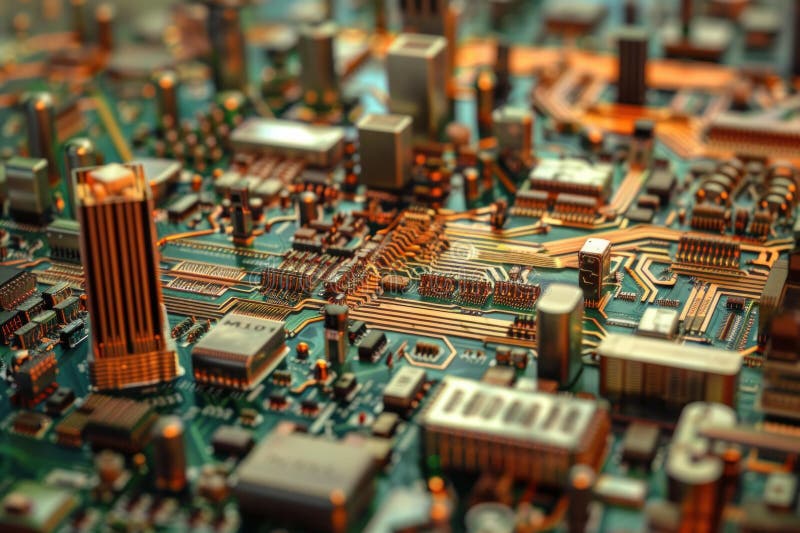 Electronic Circuit Board Showing Connections and Components Stock ...