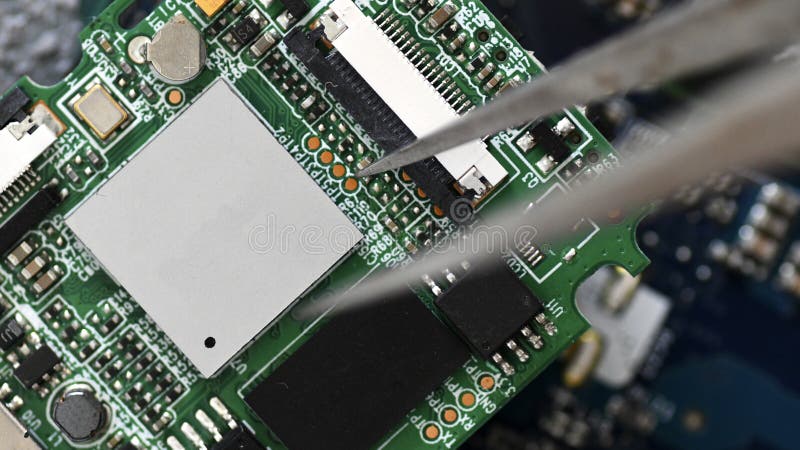Electronic Circuit Board with SMD Components, Microcircuits and Chips ...