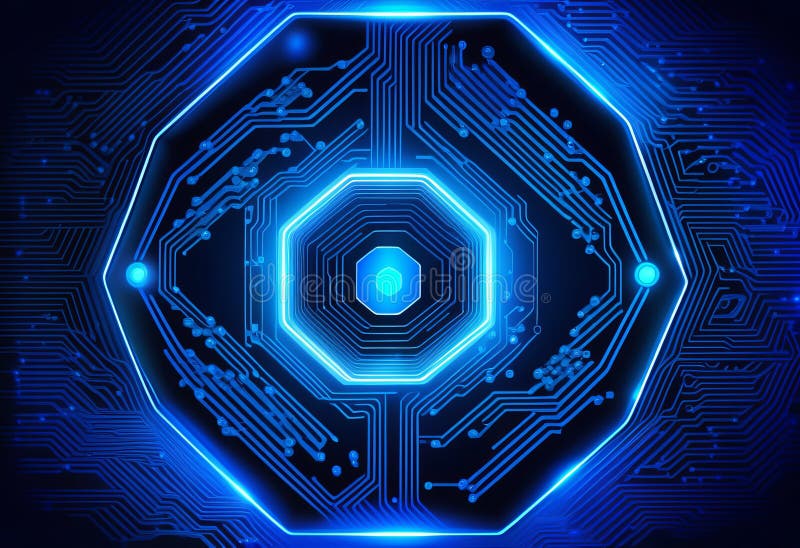 Electronic Circuit Board in Sphere Shield. Blue Technology Network ...