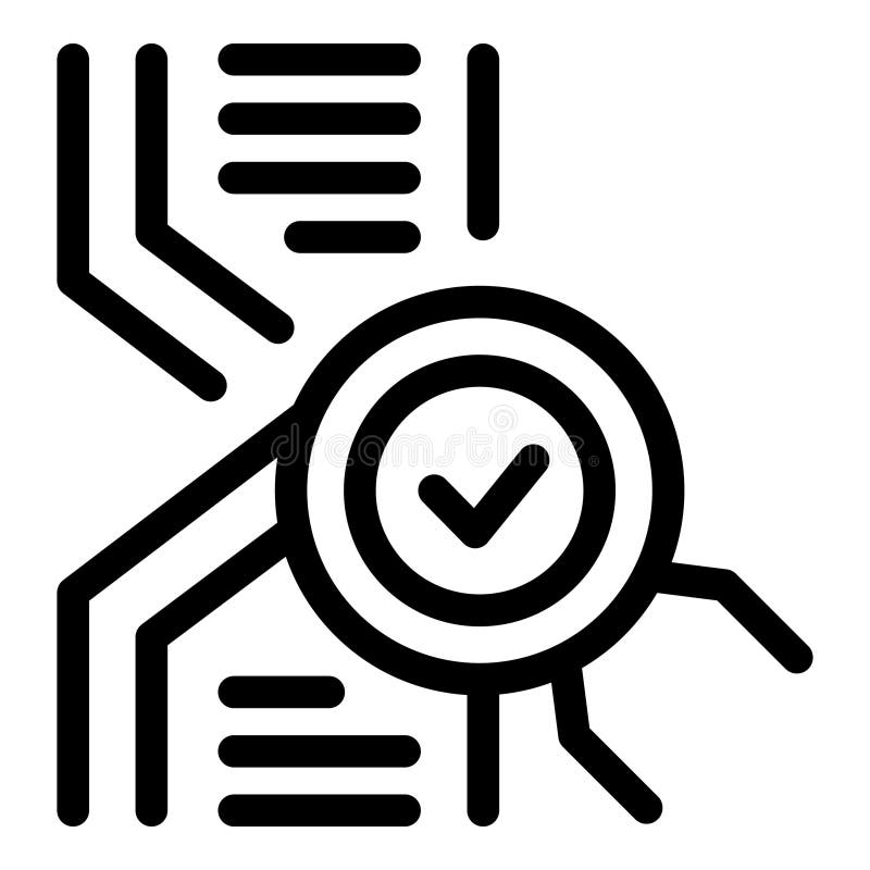 Electronic Circuit Board Verifying Data with Checkmark Icon Stock ...