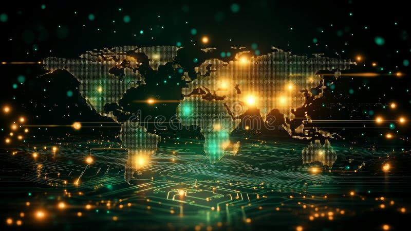 Electronic Circuit Boards Form a Global Map, Demonstrating the Concept ...