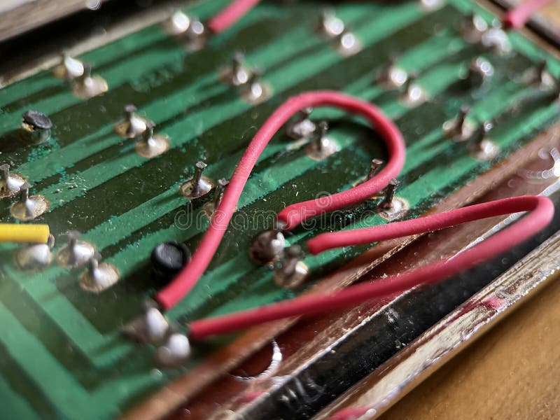 Electronic Circuit with Cable and Resistor on Blurred Background Stock ...