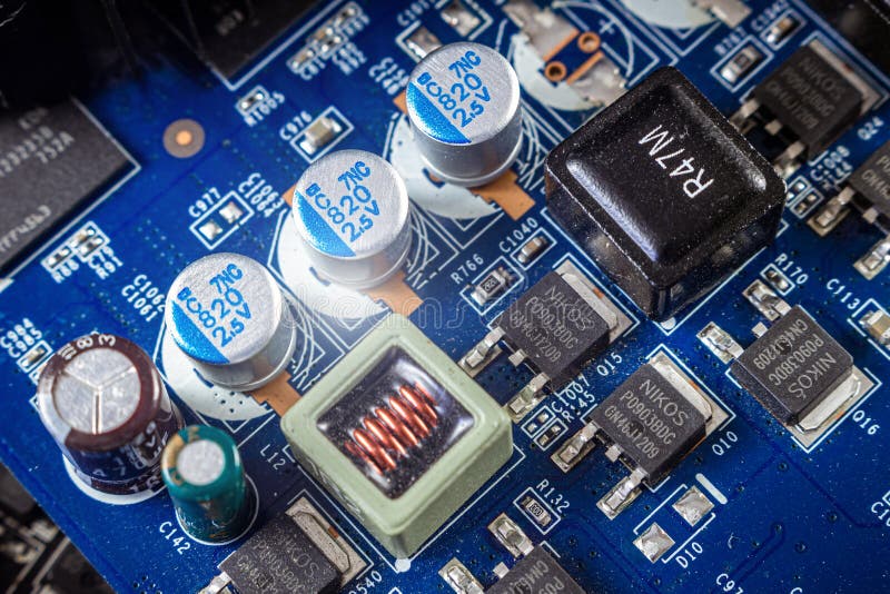 Electronic Circuit Chip Board with Components. Stock Image - Image of ...