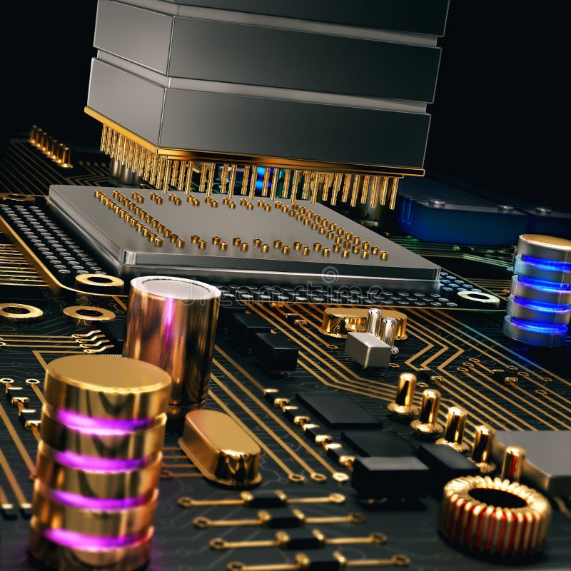 Electronic Circuit Chip On PC Board Stock Illustration - Illustration ...