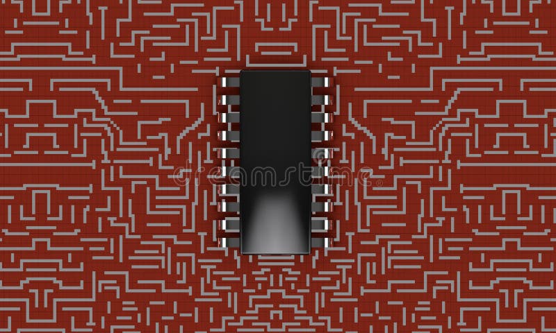 Electronic Circuit,chip Model 3d Render Stock Illustration ...