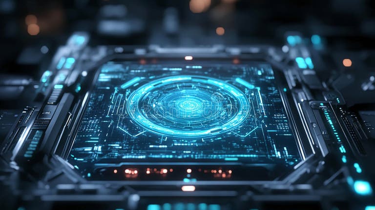 Electronic Circuit.a Circle with Numerous Concentric Rings and Patterns ...