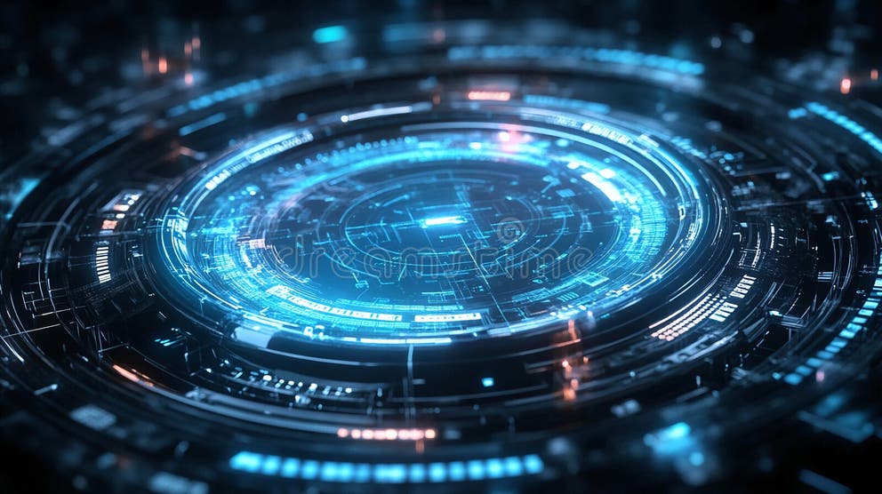Electronic Circuit.a Circle with Numerous Concentric Rings and Patterns ...