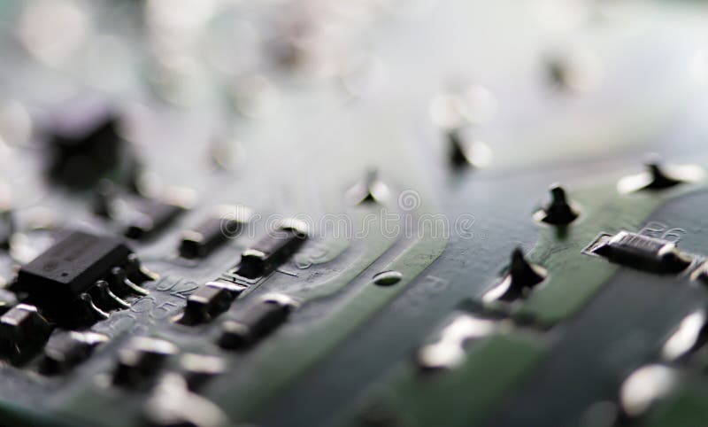 Electronic Circuit Closeup. LED Light Circuit Board with Capacitors and ...