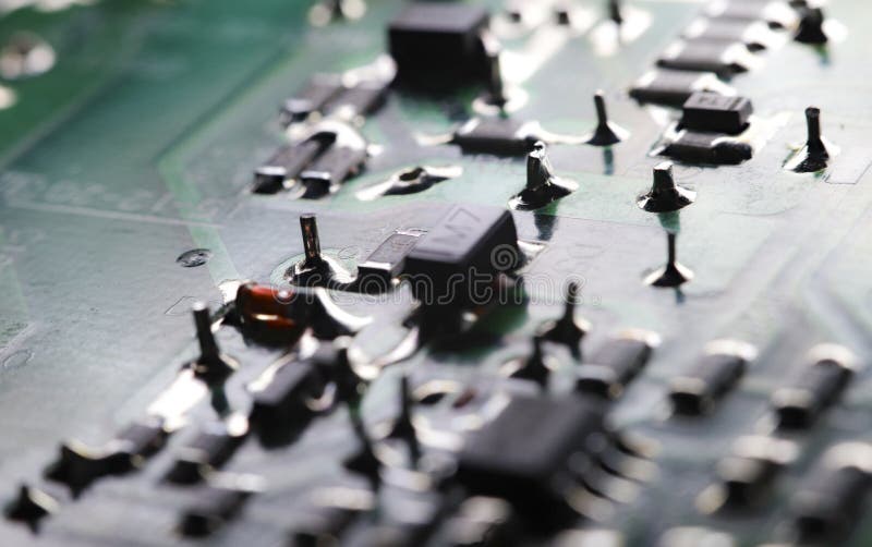Electronic Circuit Closeup. LED Light Circuit Board with Capacitors and ...