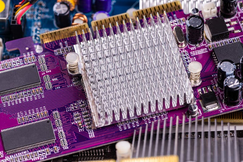 Electronic Circuit and Cooling Fin at Computer Video Card, Stack with ...