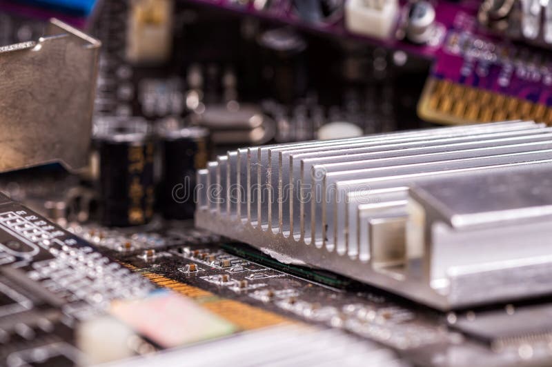 Electronic Circuit and Cooling Fin at Computer Video Card, Stack with ...